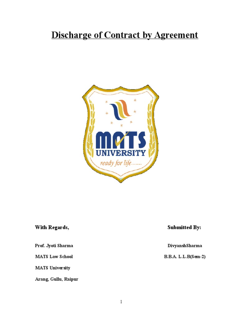 Discharge by Agreement of Contract (Contract-1) | PDF | Rescission ...