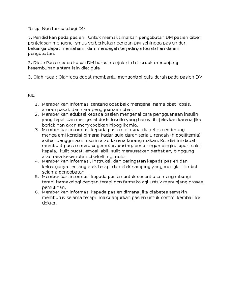 Terapi Non Farmakologi DM | PDF