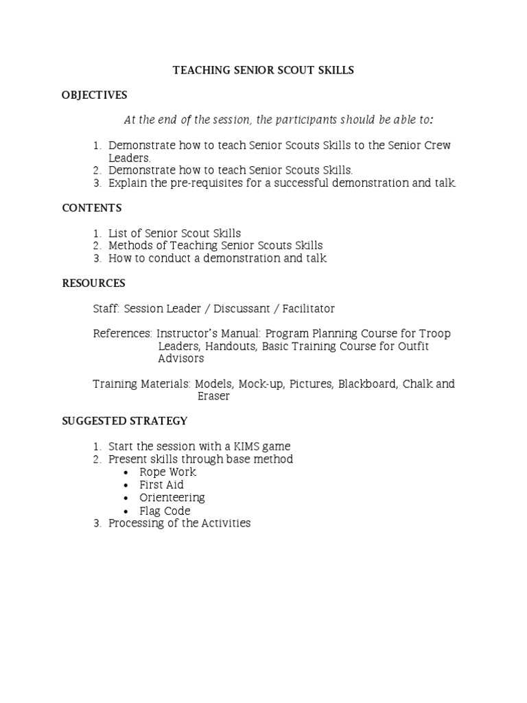 Teaching Senior Scout Skills | PDF | Knot