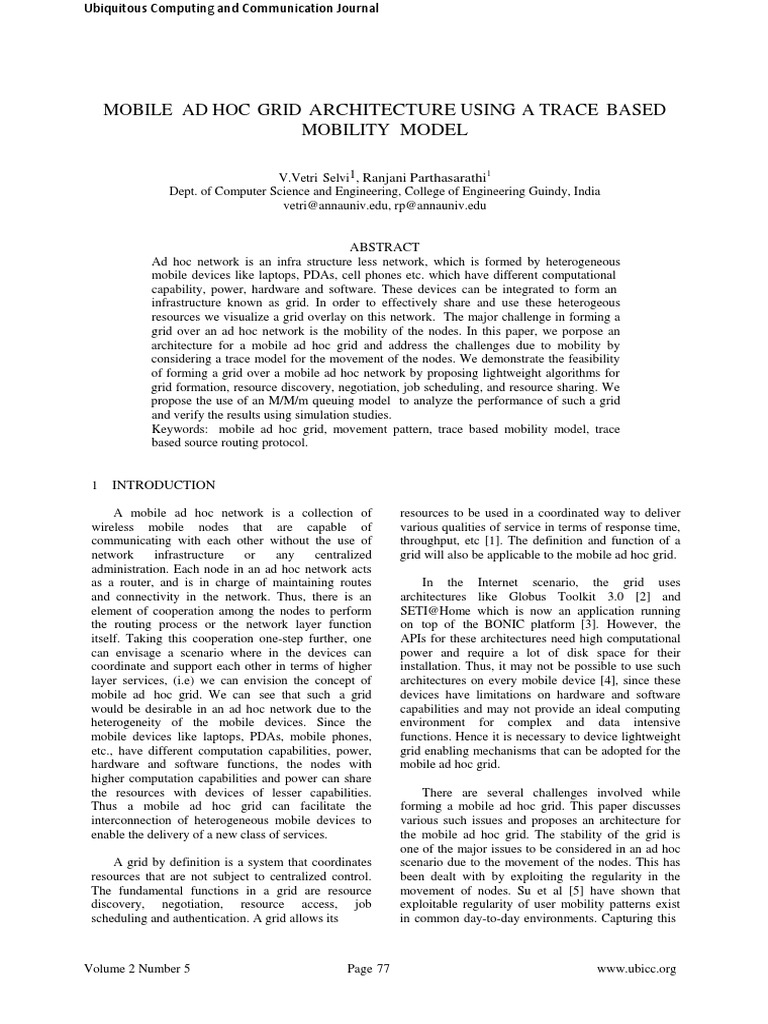 107MobileAdHocGridID 107 | PDF | Wireless Ad Hoc Network | Grid Computing
