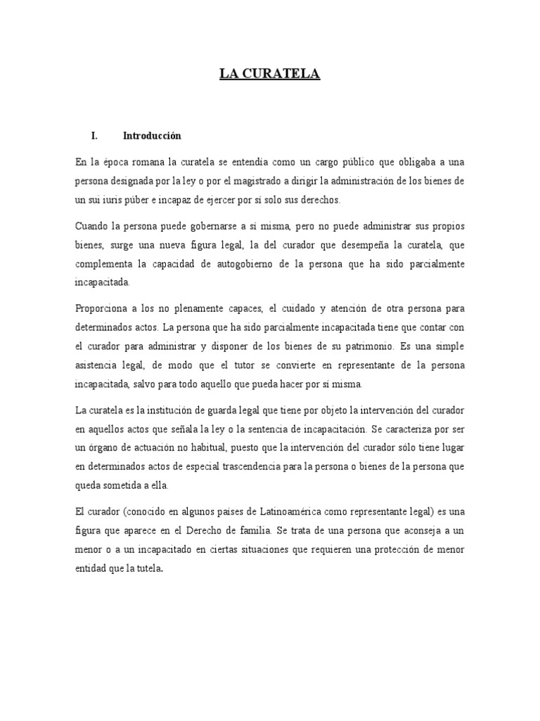 Significado y Clases de Curatela | PDF | Guardián legal | Instituciones ...