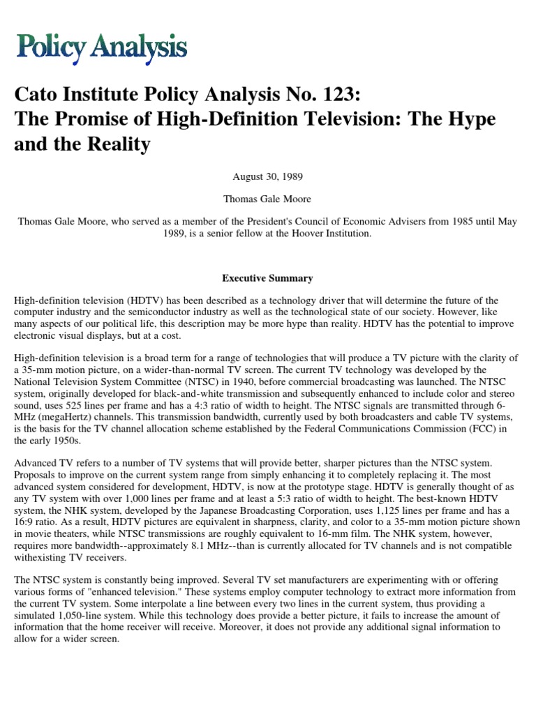 The Promise of High-Definition Television: The Hype and The Reality ...