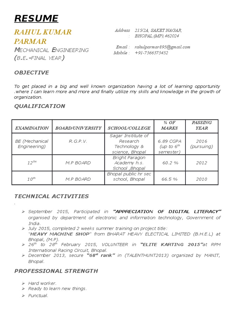 Rahul Resume | PDF | Computers