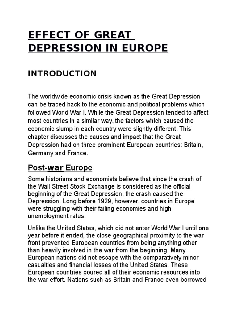 Effect of Great Depression in Europe | PDF | World War I Reparations ...