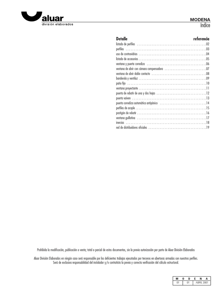 Catalogo Aluminio Aluar Modena | PDF | Ventana | Componentes