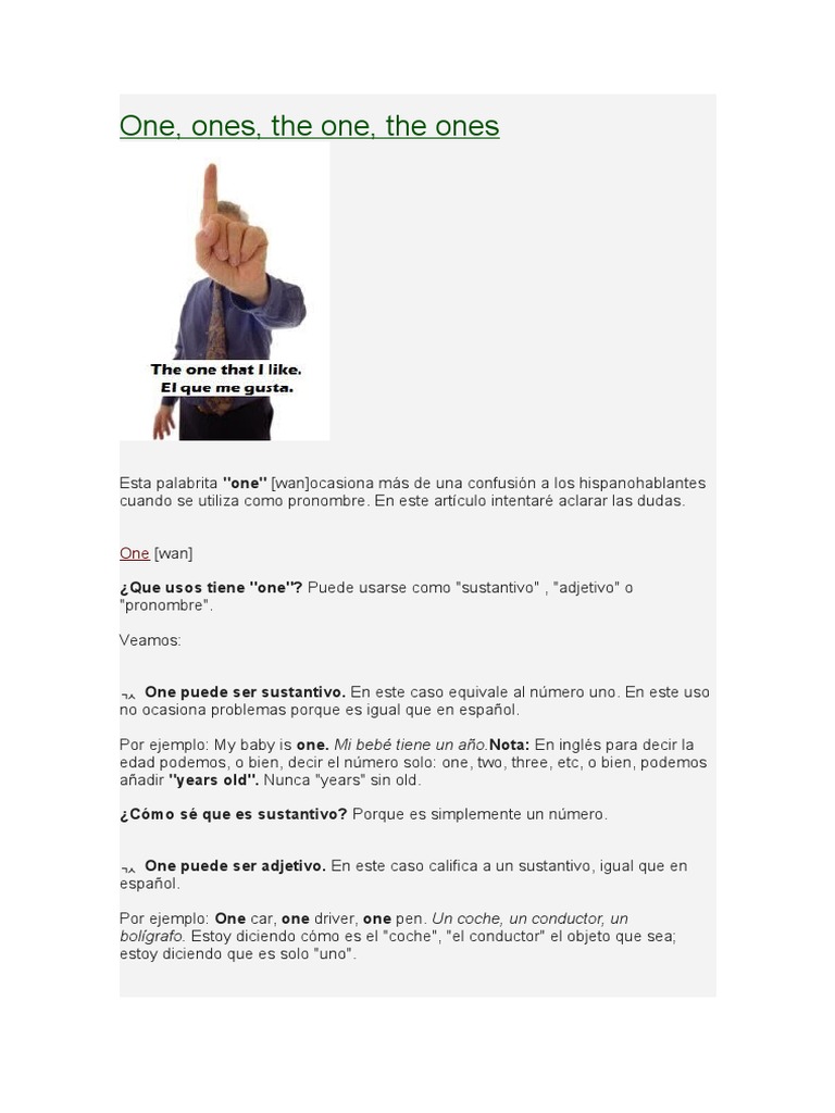 Uso de "one" y "ones" en inglés | PDF | Adjetivo | Lengua española