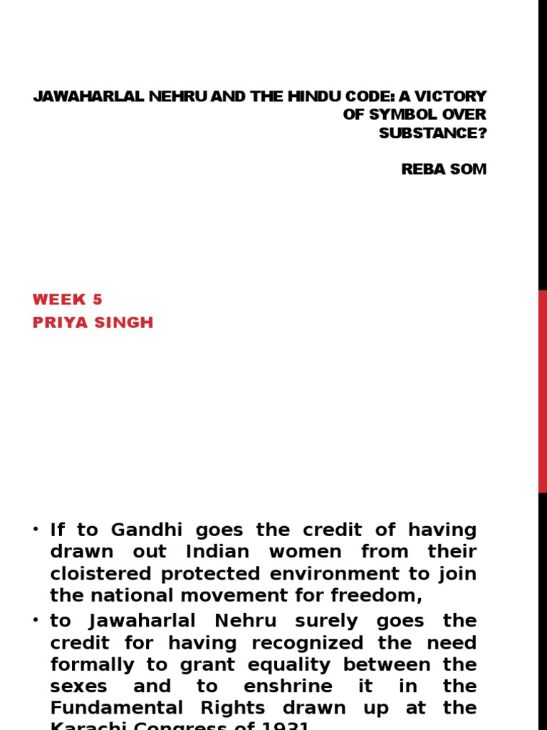 Hindu Code Bill | PDF | Jawaharlal Nehru | Social Institutions