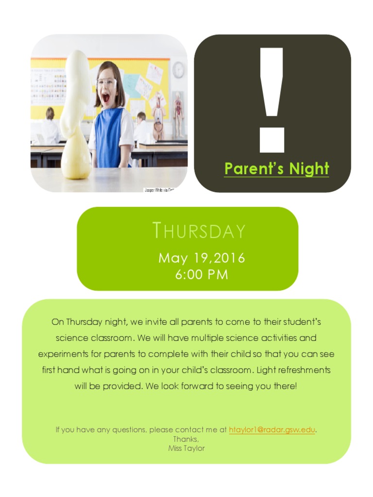 Parent's Night Science Activities Event | PDF | Wellness