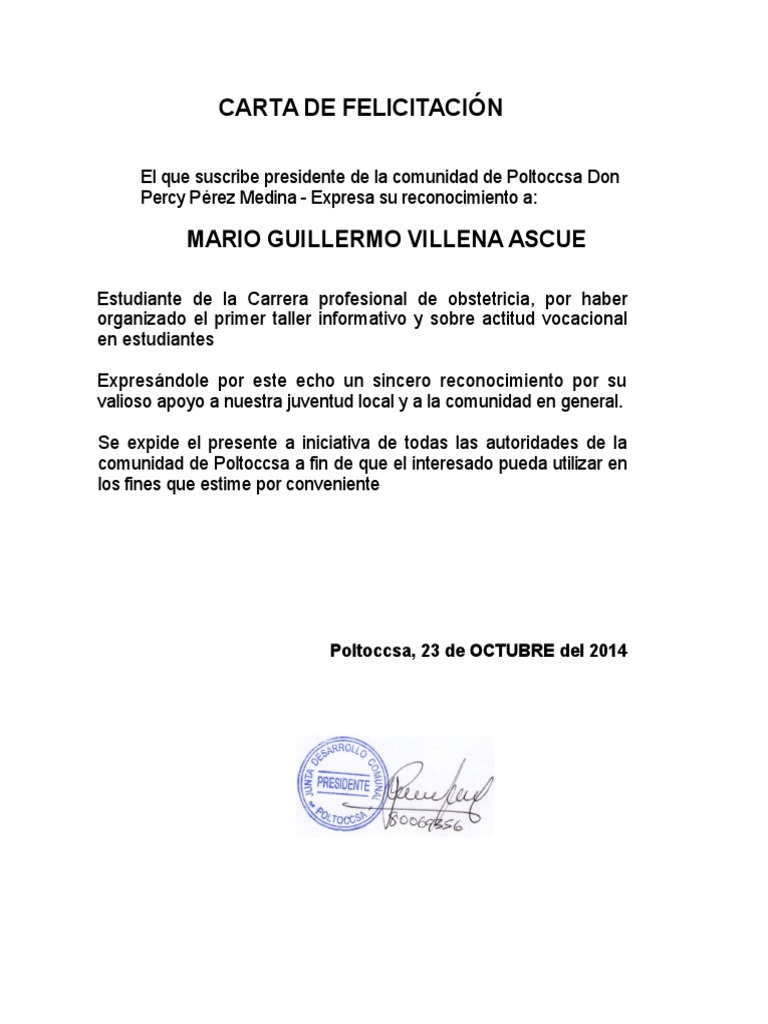 Modelo De Carta De Felicitaciones Por Graduación