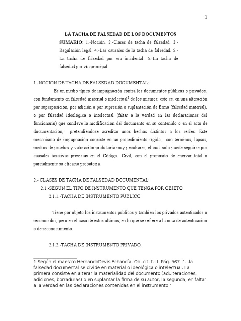 La Tacha de Falsedad de Los Documentos | PDF | Evidencia (ley) | Caso de ley