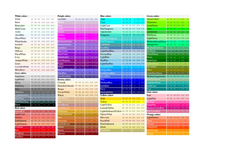 White Colors Purple Colors Blue Colors Green Colors | PDF | Artistic ...