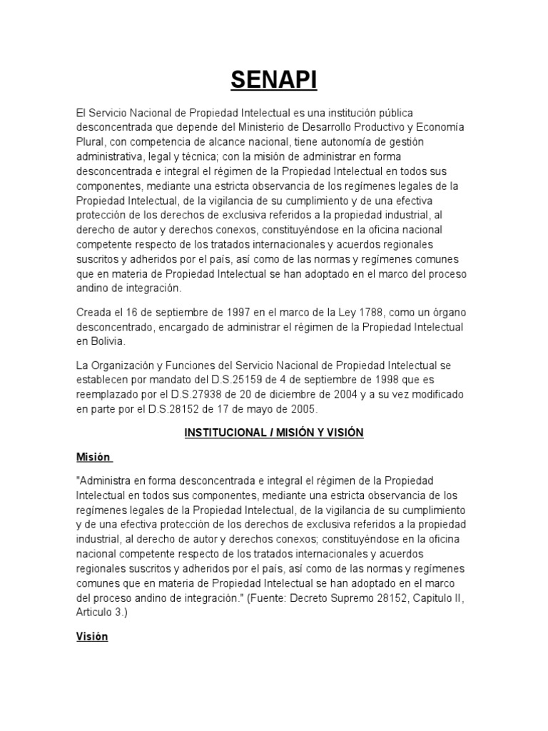 SENAPI | PDF | Propiedad intelectual | Patentar