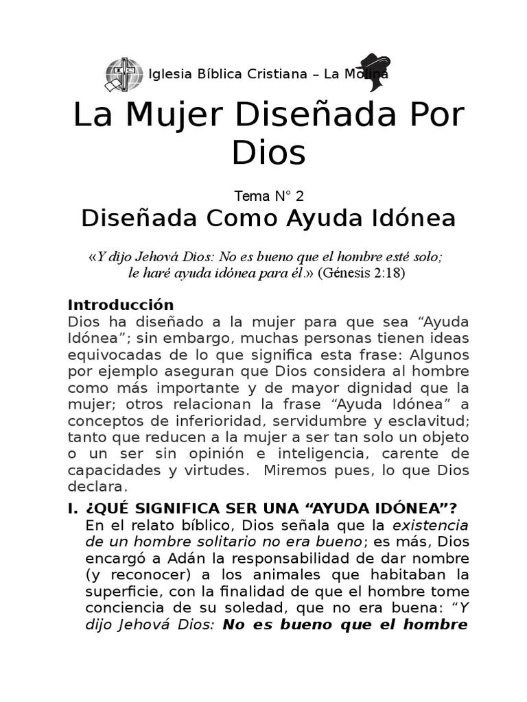 La Mujer Como Ayuda Idónea en la Biblia | PDF | Adán | Libro del Génesis