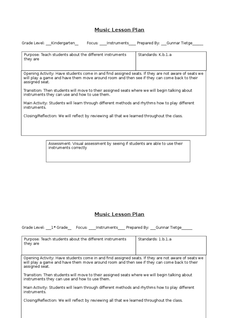 Music Lesson Plan Sept 22-26 | PDF | Educational Assessment | Lesson Plan