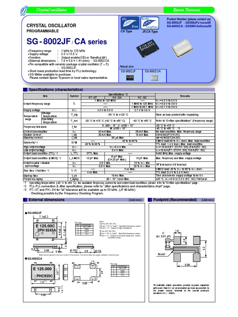 Epson SG 8002jf | Download Free PDF | Engineering Tolerance | Cmos