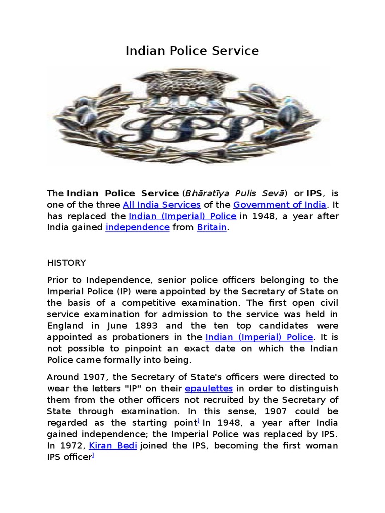 Indian Police Service Paprint | PDF | Government Of India | Social ...