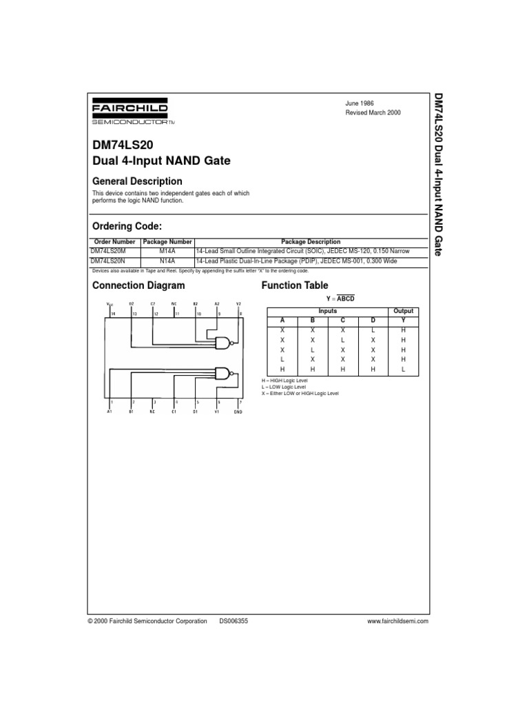 7420 Datasheet.pdf | Logic Gate | Digital Electronics