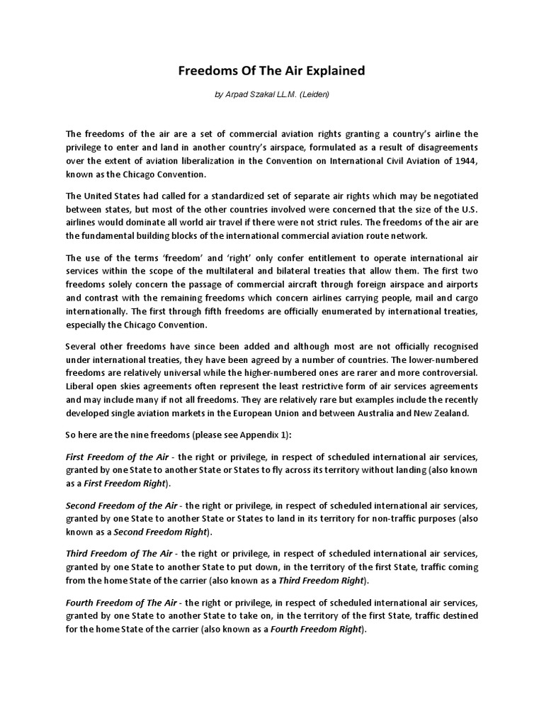 Freedoms of The Air Explained PDF | PDF | Law