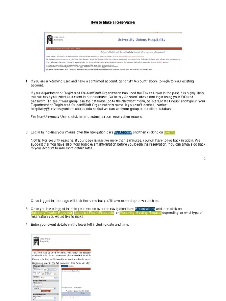 How To Make A Reservation | PDF | Login | User (Computing)