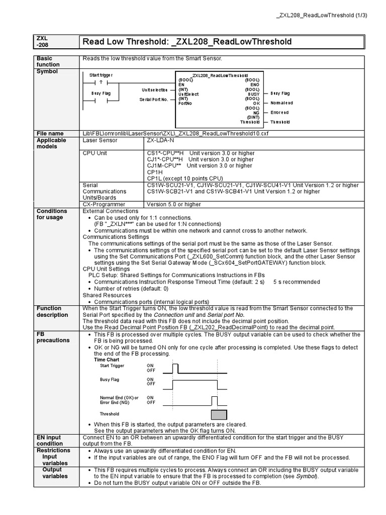 Read Low Threshold: - Zxl208 - Readlowthreshold: ZXL - 208 Basic Function Symbol | PDF | Input ...