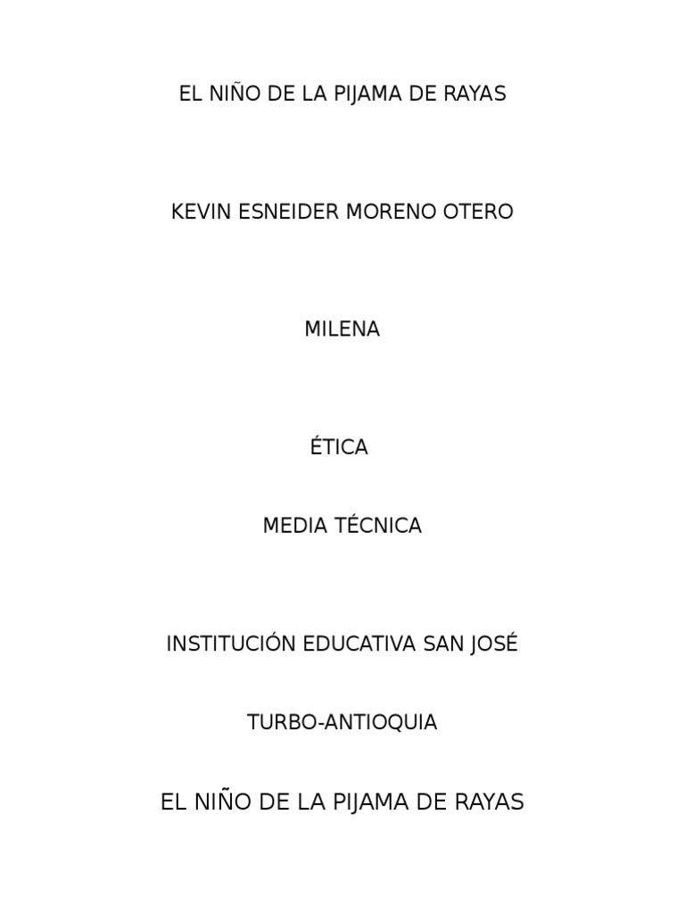Análisis de "El niño de la pijama de rayas" | PDF | Educación en artes ...