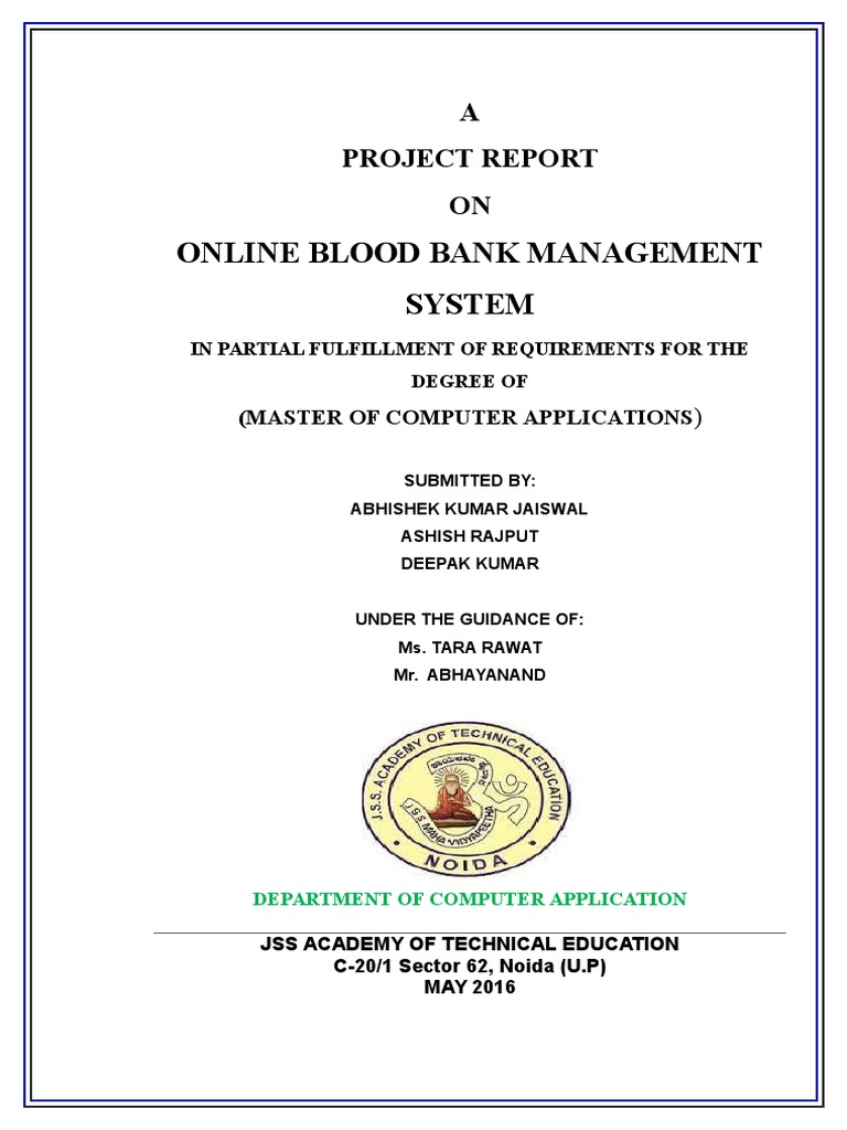 Project Report File | PDF | Databases | Blood Donation