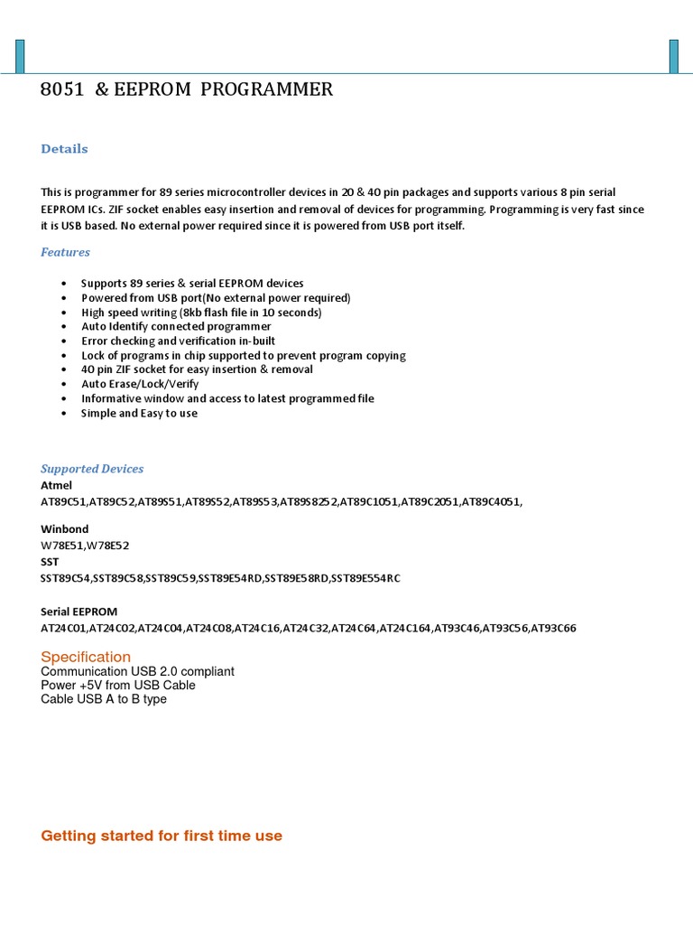 8051 Willar Programmer | PDF | Usb | Flash Memory