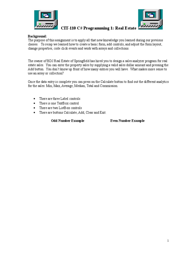 CIT-110 Assignment 07 Real Estate Collections | PDF | C (Programming ...