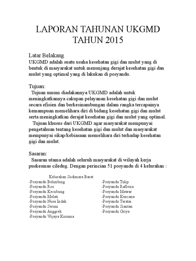 Laporan Tahunan Ukgmd | PDF | Ilmu Sosial