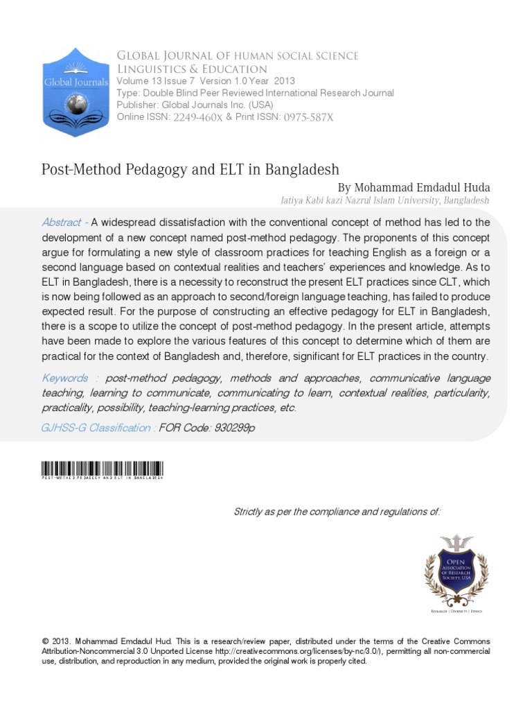 2 Post Method Pedagogy and ELT | PDF | Language Education | Second Language