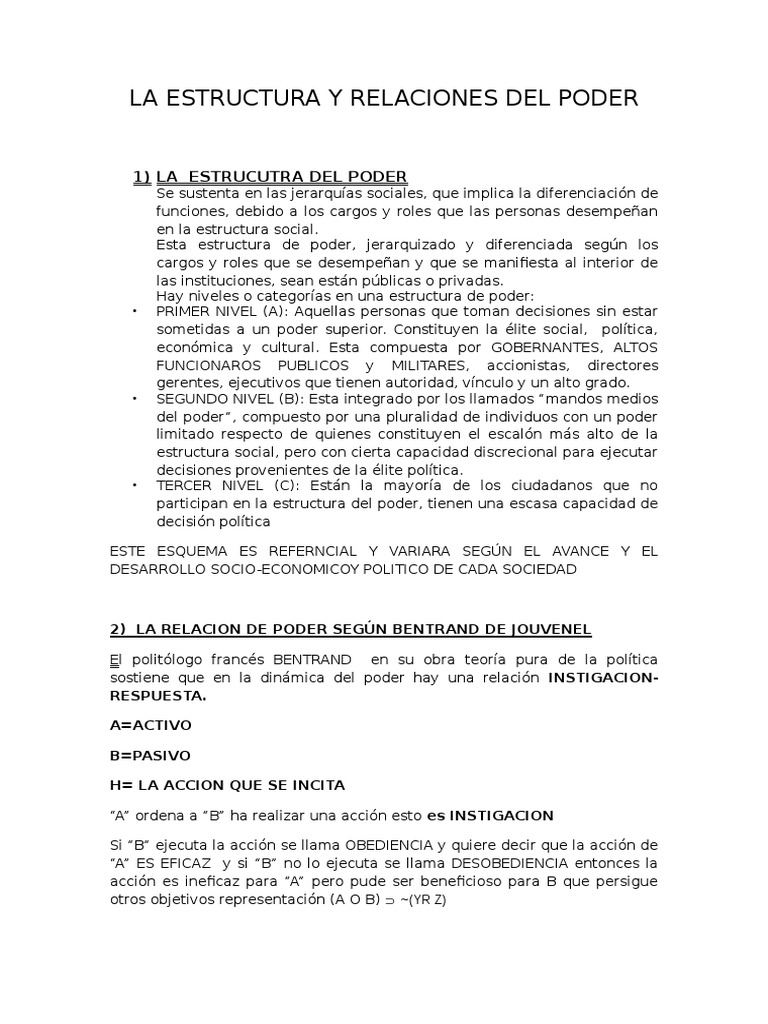 La Estructura y Relaciones Del Poder | PDF | Obediencia (comportamiento ...