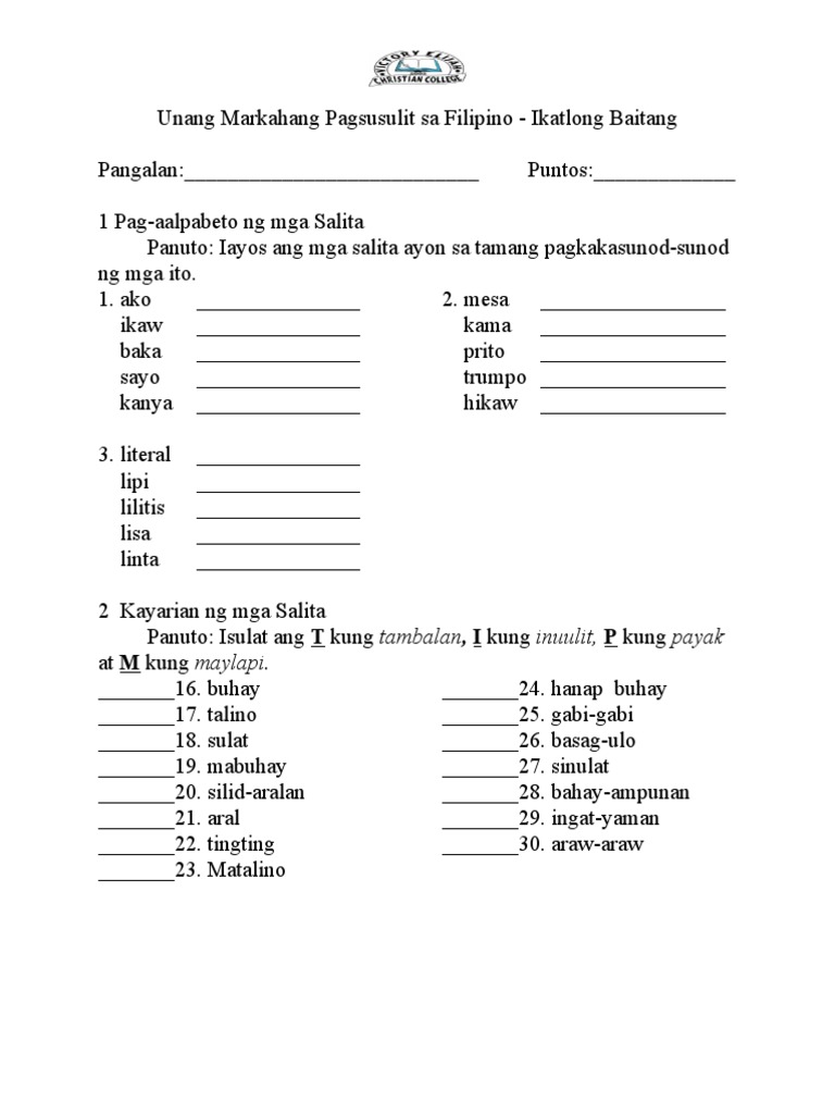 Filipino - Sining NG Pakikipagtalastasan, Pagsulat at Pagbasa ...