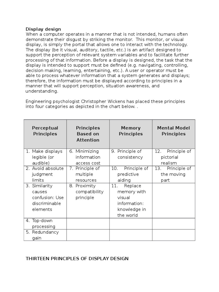 13 Principles of Display Designs | PDF | Memory | Perception