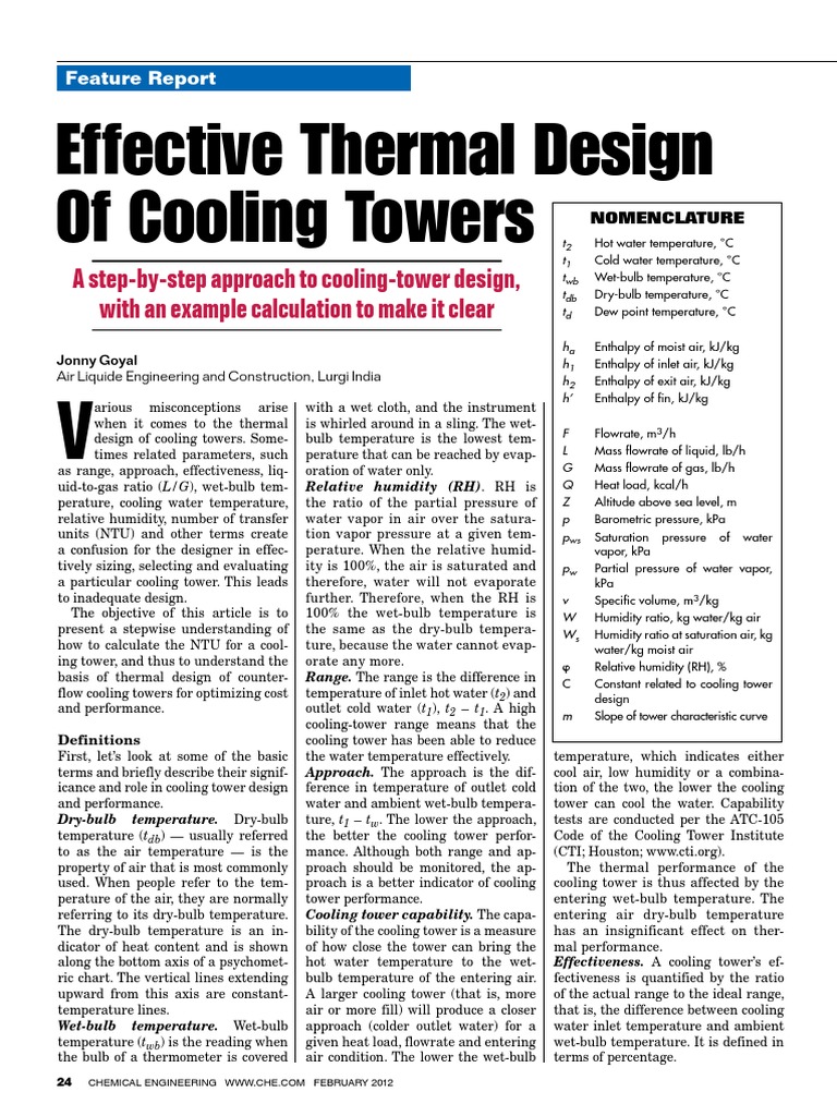 Cooling Towers Design Feb12 - CHENG PDF | PDF | Relative Humidity ...