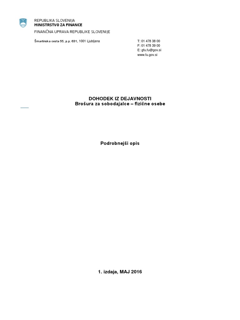 Podrobnejsi Opis 1 Izdaja Brosura Za Sobodajalce - Fizicne Osebe | PDF