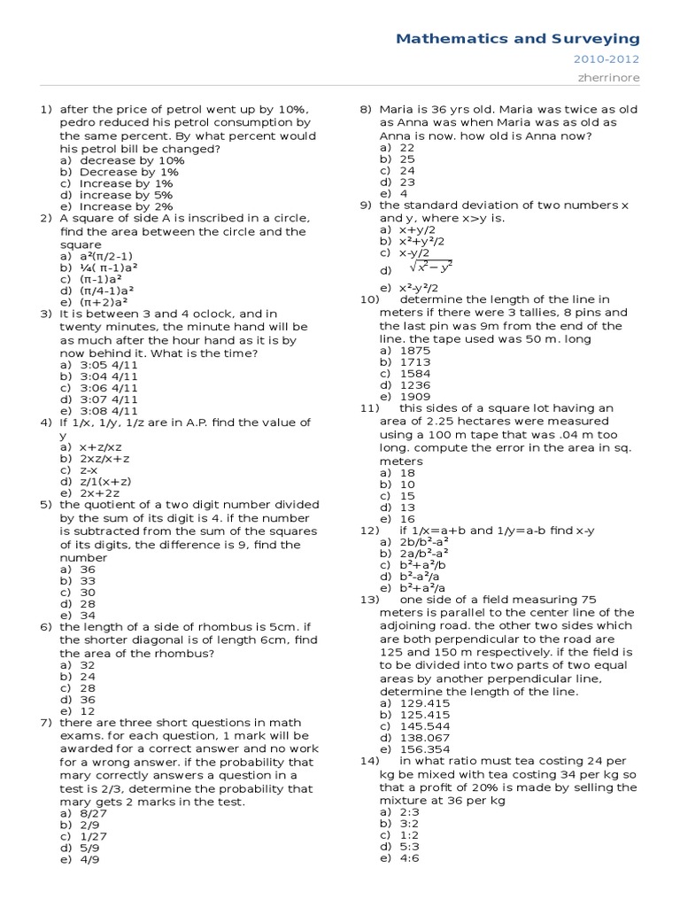 Ce Reviewer Math | PDF | Circle | Triangle