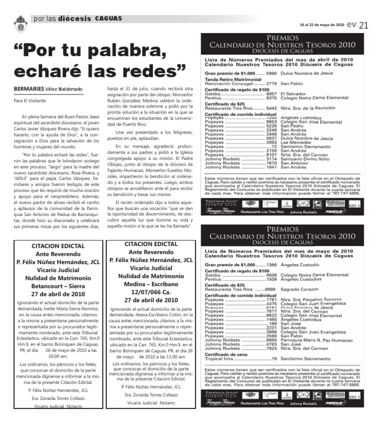 Por Las Diocesis: Caguas 2010 | PDF | obispo | Bendición