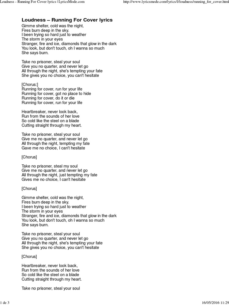 Loudness: Running For Cover Lyrics | PDF
