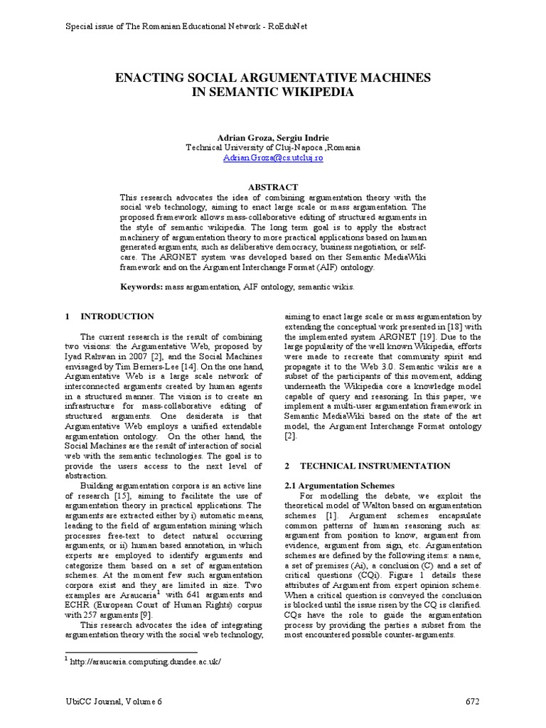 Enacting Social Argumentative Machines in Semantic Wikipedia | PDF ...