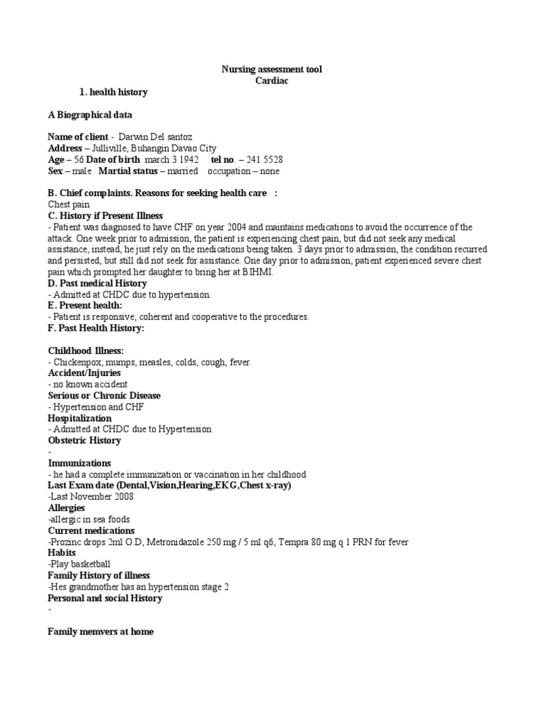 Nursing Assessment Tool... Cardiac | PDF | Common Carotid Artery | Neck