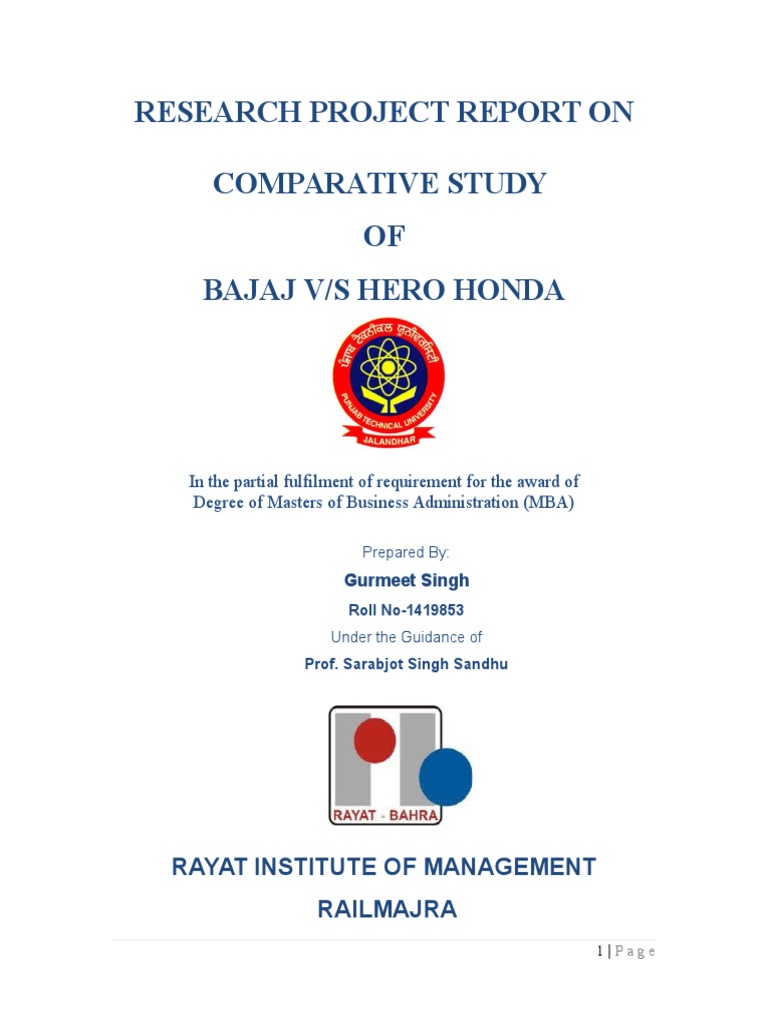Comparative Study of Bajaj and Hero Honda Bikes | PDF | Motorcycle | Honda