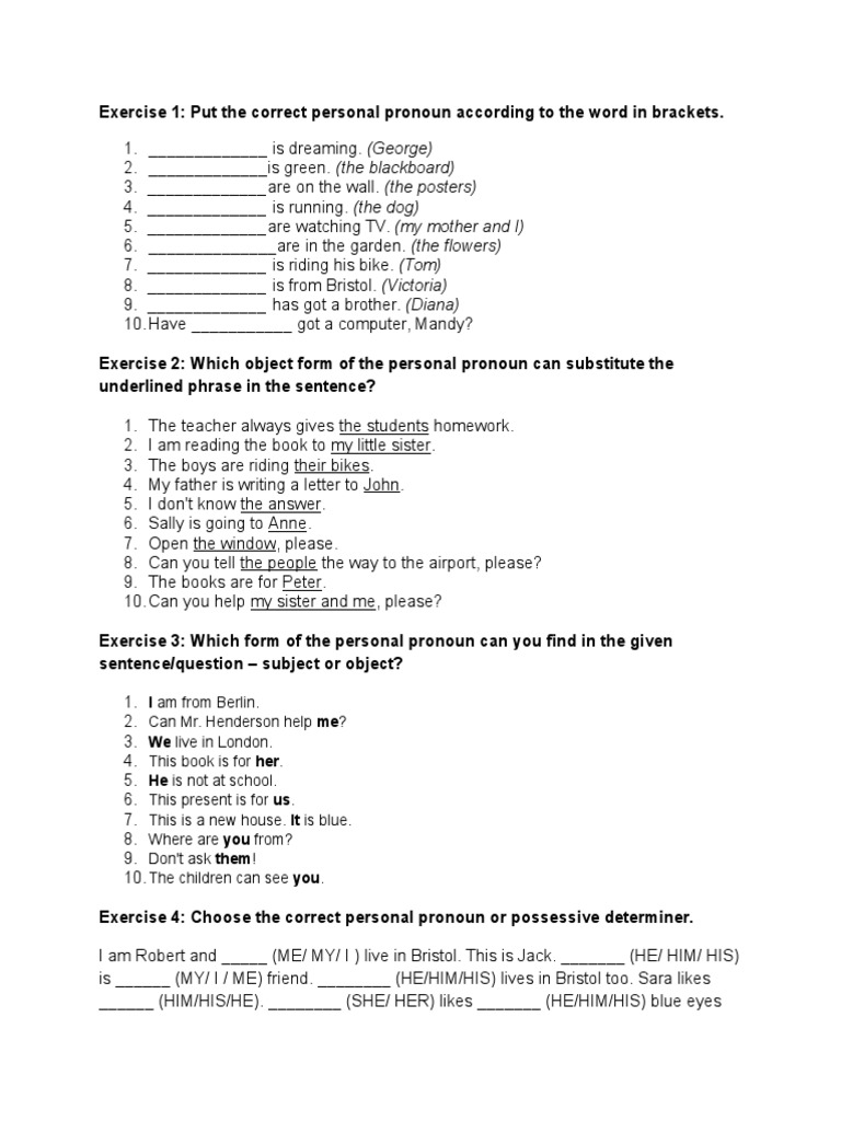 Grade 7 Mixed Pronouns Exercises | PDF | Pronoun | Syntax