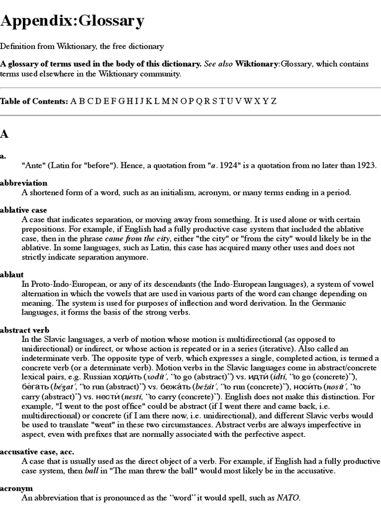 Appendix: Glossary Terms | PDF | Grammatical Number | Verb