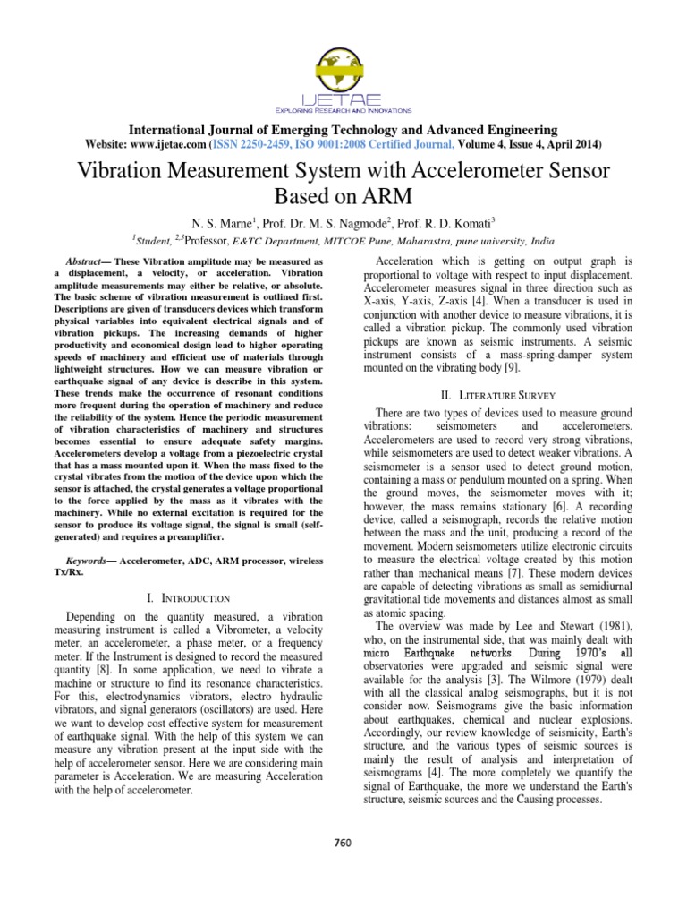 Vibration Measurement System With Accelerometer Sensor Based On ARM PDF ...