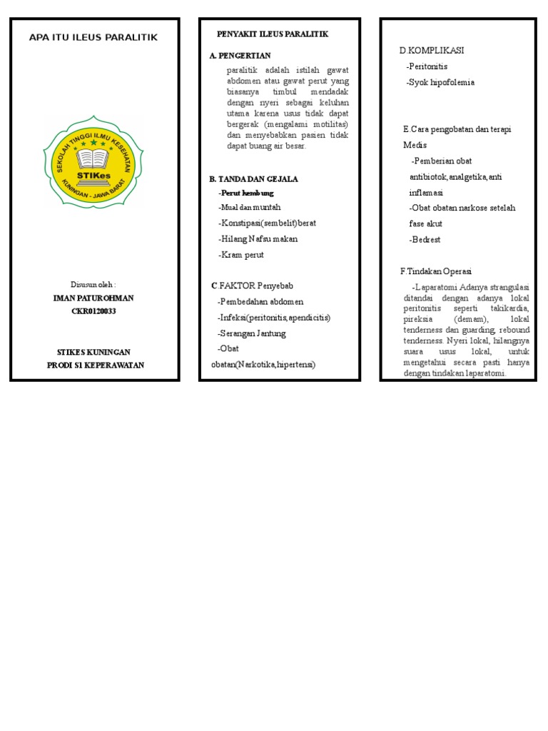 Leaflet Ileus Paralitik | PDF