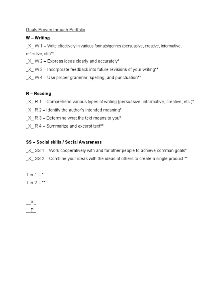 Writing & Reading Skills Portfolio | PDF