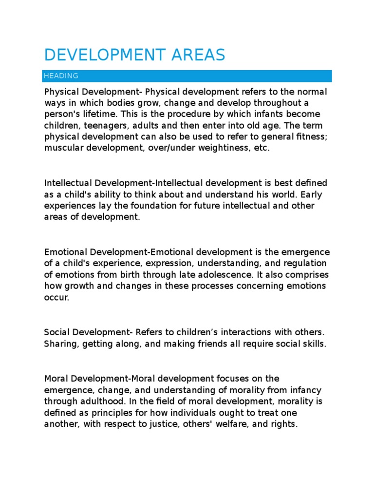Key Areas of Child Development | PDF