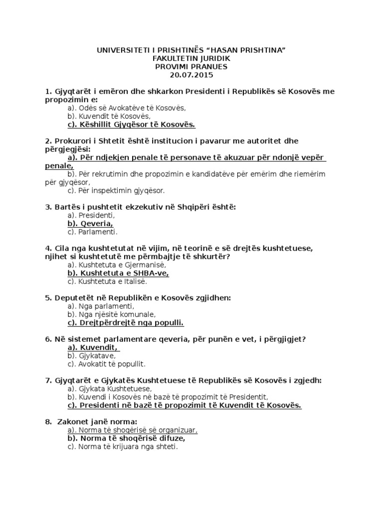 Up Juridk - Provimi Pranues | PDF