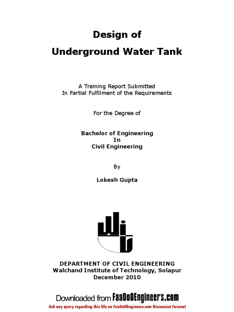Design of Under Ground Water Tank PDF | PDF | Home & Garden | Science ...