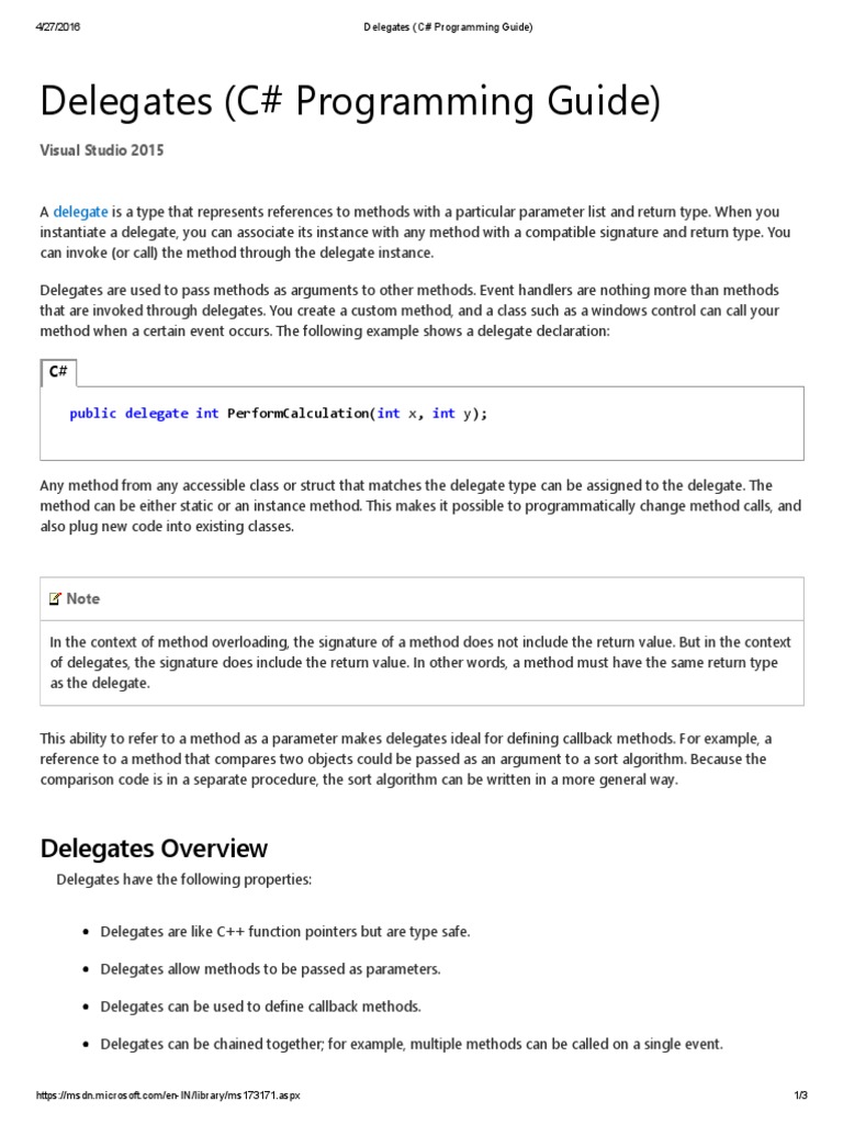 Delegates C Programming Guide Pdf Anonymous Function Method Computer Programming